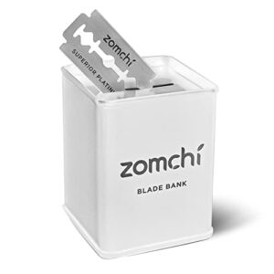 zomchi razor blade bank for safety razor blade storagement, used double edge safety razor blade disposal case (white)