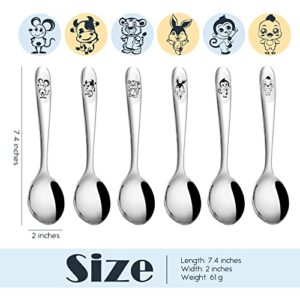 FUNNUO 6 Pack 18/8 Stainless Steel Toddler Spoons, Toddler Utensil for Kids Self Feeding, Baby Safe Spoons Set with Mirror Polished, Dishwasher Safe