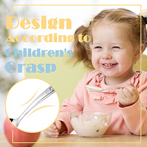 FUNNUO 6 Pack 18/8 Stainless Steel Toddler Spoons, Toddler Utensil for Kids Self Feeding, Baby Safe Spoons Set with Mirror Polished, Dishwasher Safe