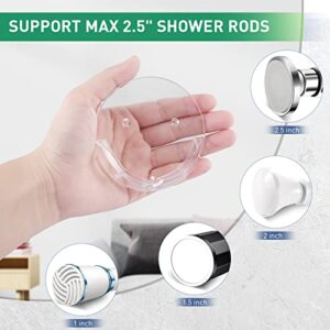 Shower Curtain Rod Holders for Wall – Kitosun Adhesive Tension Rod Retainer 3/5 Deep Support Brackets with Tape for No Drilling Quick Mount and Screws for Permanent Installation (2pairs, Clear)