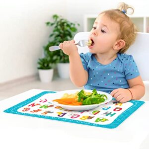 NiBaby Educational Placemats for Kids Reusable Wipeable - Toddler Placemats for Learning Alphabet ABC Color Number Shape - Kids Placemats for Dining Table Kindergarten - Set of 4