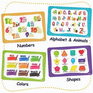 NiBaby Educational Placemats for Kids Reusable Wipeable - Toddler Placemats for Learning Alphabet ABC Color Number Shape - Kids Placemats for Dining Table Kindergarten - Set of 4