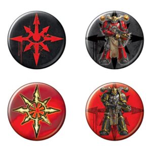 Ata-Boy Warhammer 40,000 Button Set - Chaos Stars, Black Legions, Night Lords Button Set, Officially Licensed Collectible Buttons