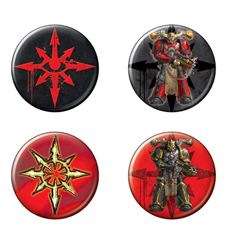 Ata-Boy Warhammer 40,000 Button Set - Chaos Stars, Black Legions, Night Lords Button Set, Officially Licensed Collectible Buttons