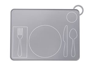 kids silicone montessori placemat for toddlers | children plate mat for dining table setting | by fire rooster kids (grey, 1)