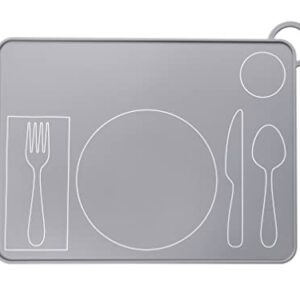 Kids Silicone Montessori Placemat for Toddlers | Children Plate Mat for Dining Table Setting | by Fire Rooster Kids (Grey, 1)