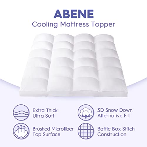 ABENE Queen Mattress Topper for Back Pain Relief, Extra Thick Mattress Pad Pillowtop, Soft Mattress Protector Cover with 8"-21" Deep Pocket, Overfilled Down Alternative Filling