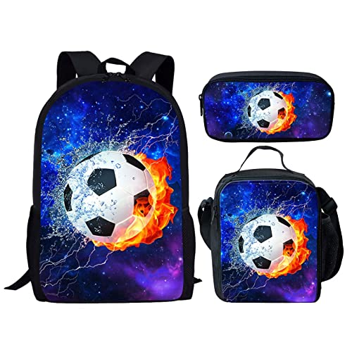 Upetstory Galaxy School Backpacks for Girls Middle-school Bookbag Football Backpacks for Boys in Second Grade 8-12 Kids School Bag with Lunch Boxe Pencil Case Kindergarten Preschool Elementary Gifts