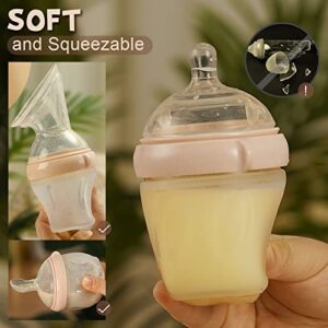 haakaa Gen.3 Silicone Baby Bottle Anti-Colic Baby Bottle with Slow Flow Nipple for Infant Newborn, 5.4oz/160ml, Peach