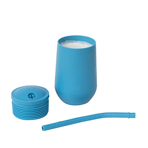 ez pz Happy Cup + Straw Training System - 100% Silicone Training Cup for Toddlers + Preschoolers - Designed by a Pediatric Feeding Specialist - 24 Months+ (Blue)