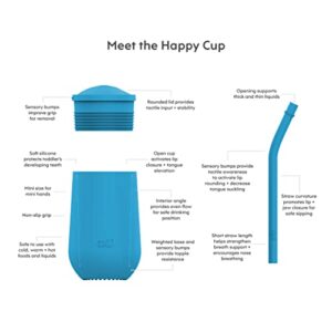 ez pz Happy Cup + Straw Training System - 100% Silicone Training Cup for Toddlers + Preschoolers - Designed by a Pediatric Feeding Specialist - 24 Months+ (Blue)