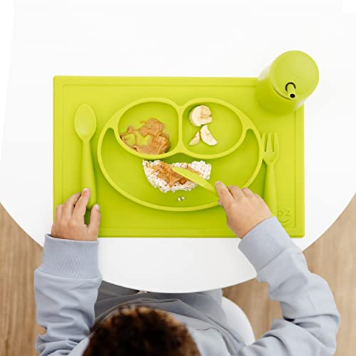 ezpz Happy Utensils - 100% BPA Free Fork, Spoon & Knife for Toddlers + Preschoolers + Self-Feeding - Designed by a Pediatric Feeding Specialist - 24 Months+ (Lime)