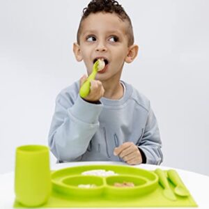 ezpz Happy Utensils - 100% BPA Free Fork, Spoon & Knife for Toddlers + Preschoolers + Self-Feeding - Designed by a Pediatric Feeding Specialist - 24 Months+ (Lime)