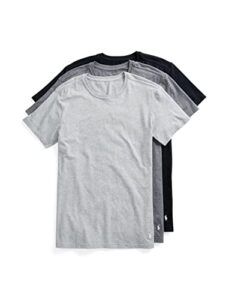 polo ralph lauren men's slim fit stretch crew tee, polo black/white, charcoal heather/white, andover heather/white, medium