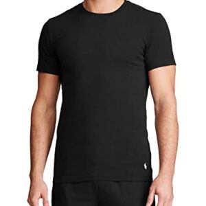 POLO RALPH LAUREN Men's Slim Fit Stretch Crew Tee, Polo Black/White, Charcoal Heather/White, Andover Heather/White, Medium