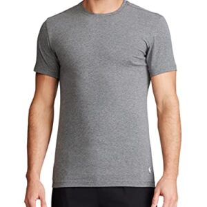 POLO RALPH LAUREN Men's Slim Fit Stretch Crew Tee, Polo Black/White, Charcoal Heather/White, Andover Heather/White, Medium