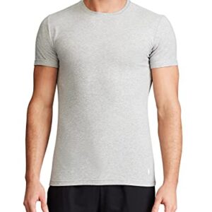 POLO RALPH LAUREN Men's Slim Fit Stretch Crew Tee, Polo Black/White, Charcoal Heather/White, Andover Heather/White, Medium