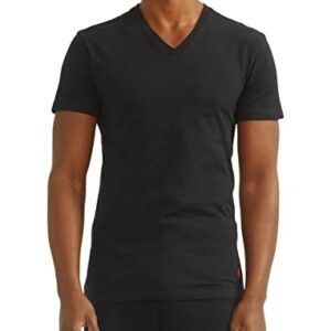 POLO RALPH LAUREN Men's Slim Fit Cotton V-Neck Tee, Polo Black/Red, X-Small