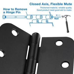 18 Pack Black Door Hinges 4 Inch x4" Rounded Heavy Duty Exterior Door Hinges Black Matte Black Hinges for Interior Doors,Front/Entry/Hinged/Steel/Barn-Style/Inside/Outside Door Hardware Hinge 8 Holes