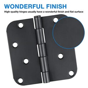 18 Pack Black Door Hinges 4 Inch x4" Rounded Heavy Duty Exterior Door Hinges Black Matte Black Hinges for Interior Doors,Front/Entry/Hinged/Steel/Barn-Style/Inside/Outside Door Hardware Hinge 8 Holes