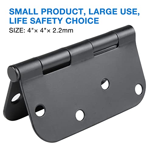 18 Pack Black Door Hinges 4 Inch x4" Rounded Heavy Duty Exterior Door Hinges Black Matte Black Hinges for Interior Doors,Front/Entry/Hinged/Steel/Barn-Style/Inside/Outside Door Hardware Hinge 8 Holes