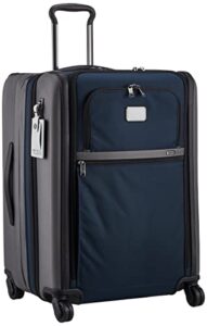 tumi alpha short trip expandable 4-wheeled packing case - roller bag for short trips & weekend getaways - carry-on luggage with 4 spinner wheels - travel suitcase for men & women - navy/grey