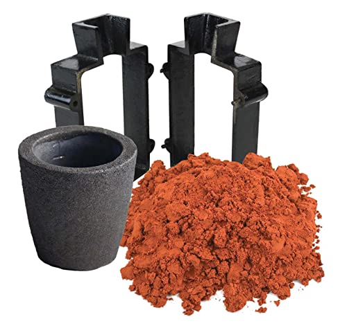 Sand Casting Set Kit with 2.2 Lbs Delft Clay Sand, Cast Iron Mold Flask Frame & 1 Kg Foundry Graphite Crucible Melting Casting Refining Gold Silver Copper Jewelry Making