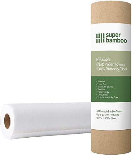 Cleanomic - Super Bamboo Paper Towels (3 Pack) - 100% Bamboo Fiber Towels, Fast-Absorbent Kitchen Paper Towels, Durable and Reusable up to 80 Times Bamboo Towels, Bamboo Kitchen Tissue Roll