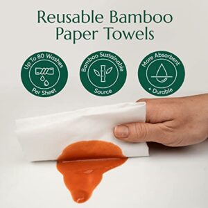 Cleanomic - Super Bamboo Paper Towels (3 Pack) - 100% Bamboo Fiber Towels, Fast-Absorbent Kitchen Paper Towels, Durable and Reusable up to 80 Times Bamboo Towels, Bamboo Kitchen Tissue Roll