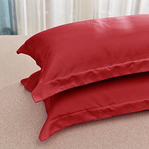 BHT Premium Microfiber Duvet Cover Set – 2 Pieces - Super Soft 1800 Thread Count with Zipper Closure - Fade & Wrinkle Resistant (Red, Twin)