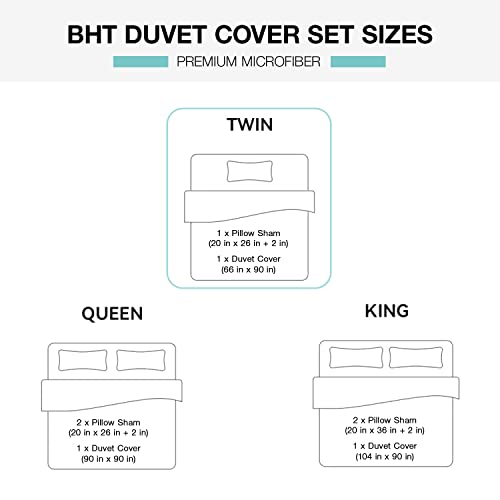 BHT Premium Microfiber Duvet Cover Set – 2 Pieces - Super Soft 1800 Thread Count with Zipper Closure - Fade & Wrinkle Resistant (Red, Twin)