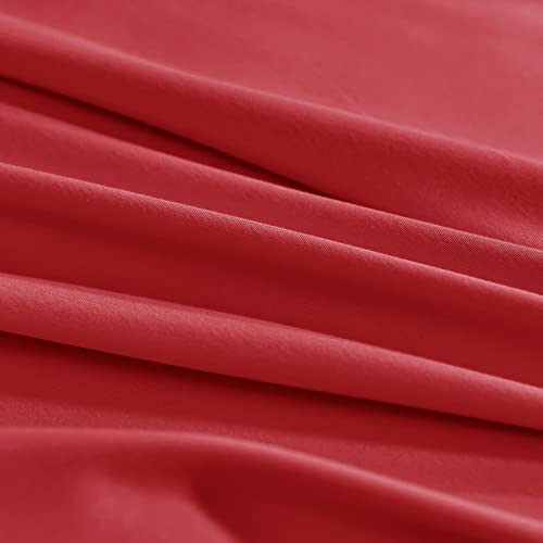 BHT Premium Microfiber Duvet Cover Set – 2 Pieces - Super Soft 1800 Thread Count with Zipper Closure - Fade & Wrinkle Resistant (Red, Twin)