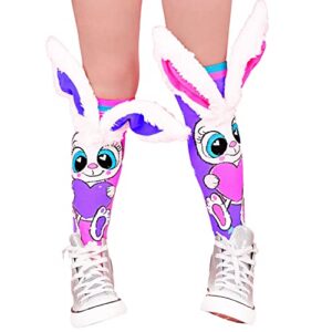 madmia funny bunny socks, vibrant knee-high socks with cute bendable ears