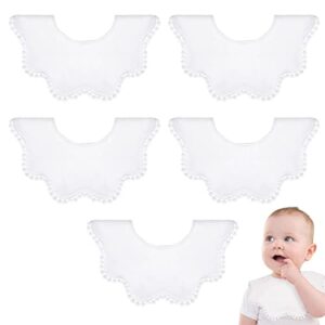 whaline 5pcs white baby bibs 360 degree rotate newborn drool bibs cotton infant bandana flower shape absorbent saliva towel for anti stain baby boys girls teething toddlers