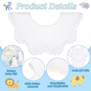 Whaline 5Pcs White Baby Bibs 360 Degree Rotate Newborn Drool Bibs Cotton Infant Bandana Flower Shape Absorbent Saliva Towel for Anti Stain Baby Boys Girls Teething Toddlers