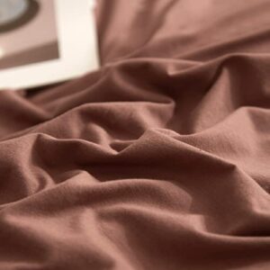 mixinni Brick Red Duvet Cover Queen Knitted Cotton Solid Color Simple Bedding Set Full Size Comforter Cover Queen Size Duvet Cover Set 1 Duvet Cover with Zipper Ties 2 Envelope Pillowcases