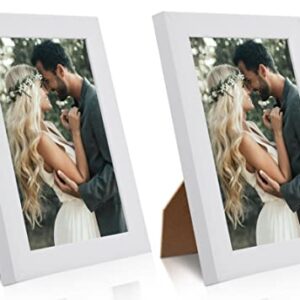 PECULA 2 Pack 4x6 Picture Frame, White Picture Frame for Wall and Tabletop Display, Photo Picture Frame with Clear Display