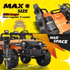 Blitzshark 24V MAX Ride-on Truck 2 Seater 4WD Kids Electric Vehicle 4x4 XXL Battery Powered Car, with 480W Ultra Powerful Motor, Remote Control, Full-Metal Suspension& Free DIY Sticker, Golden