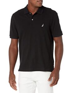 nautica men's classic fit deck polo, true black, large