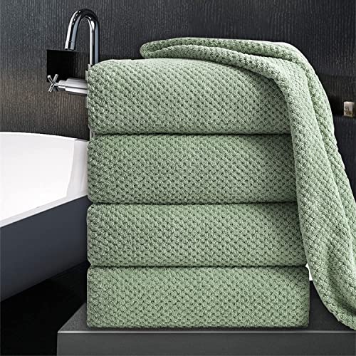 Bathroom Towel Set Green 4 Pack-35x70 Towel,600GSM Ultra Soft Microfibers Bath Towel Set Extra Large Plush Bath Sheet Towel,Highly Absorbent Quick Dry Oversized Towels Spa Hotel Luxury Shower Towels