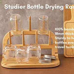 Baraiser Bottle Drying Rack, Bamboo Baby Bottle Holder, Portable and Space Saving Bottle Dryer for Baby Bottles Accessories and Feeding Supplies