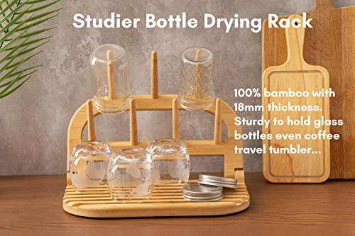 Baraiser Bottle Drying Rack, Bamboo Baby Bottle Holder, Portable and Space Saving Bottle Dryer for Baby Bottles Accessories and Feeding Supplies