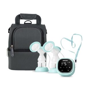 zomee z2 double electric wearable breast pump & travel bag – low-noise, discreet, portable & hands-free – hospital-grade strength: 3 pumping styles / 19 suction levels – phthalate-free silicone