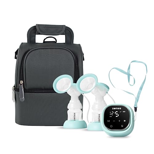 Zomee Z2 Double Electric Wearable Breast Pump & Travel Bag – Low-Noise, Discreet, Portable & Hands-Free – Hospital-Grade Strength: 3 Pumping Styles / 19 Suction Levels – Phthalate-Free Silicone