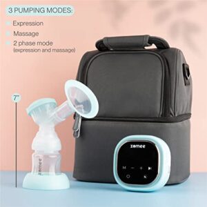 Zomee Z2 Double Electric Wearable Breast Pump & Travel Bag – Low-Noise, Discreet, Portable & Hands-Free – Hospital-Grade Strength: 3 Pumping Styles / 19 Suction Levels – Phthalate-Free Silicone