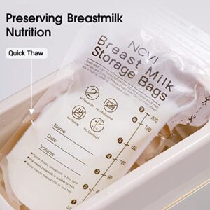 NCVI Breastmilk Storage Bags, 90 Count Milk Storage Bags for Breastfeeding, 7oz Breast Milk Storage Bags with Temp-Sensing, Doubled-Sealed, Hygienically, Self Standing, Easy Pour Spout, BPA Free