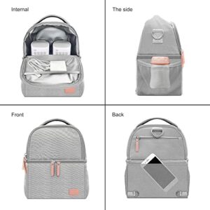 QIUXQIU Breastmilk Cooler Bag with Ice Pack Insulated Lunch Bag for Women and Men Baby Bottle Bag Fits 6 Bottles for Nursing Mom Daycare Double Deck Cooling Bag Work Travel Picnic (Gray)