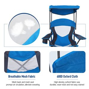 LET'S CAMP Camp Chair with Shade Canopy Folding Camping Chair with Cup Holder and Carry Bag for Outdoor Camping Hiking Beach, Heavy Duty 350 LBS