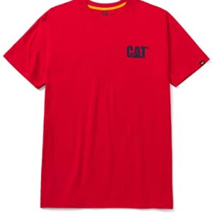 Caterpillar Men's Trademark T-Shirts with Shape-Retention Rib Trim Spandex, Tagless Neck, and CAT Logo on Left Chest, Hot Red Eclipse, X-Large