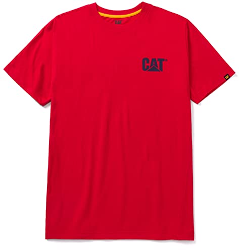 Caterpillar Men's Trademark T-Shirts with Shape-Retention Rib Trim Spandex, Tagless Neck, and CAT Logo on Left Chest, Hot Red Eclipse, X-Large